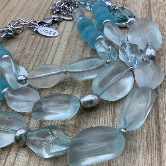 Chico's | Jewelry | Chicos Multi Strands Aqua Silver Tone Icy Blue ...